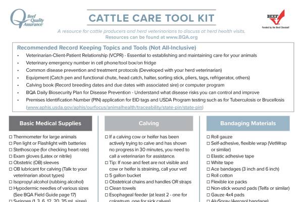 BQA Cattle Care Tool Kit - Beef