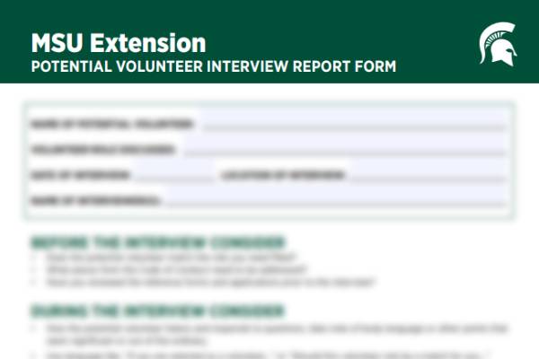 Volunteer Interview Report Form - Organizational Development