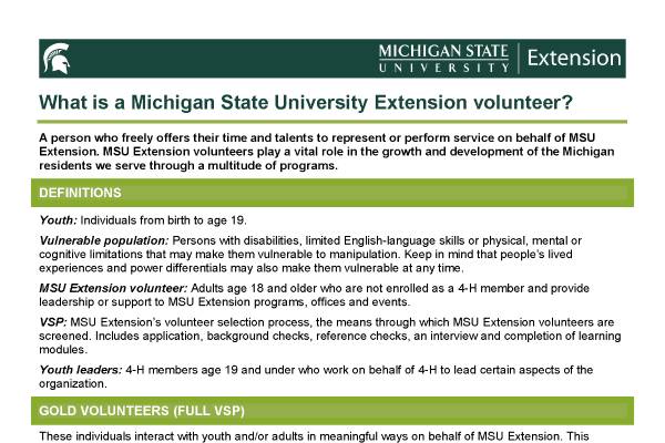 MSU Extension Volunteer Definitions - MSU Extension