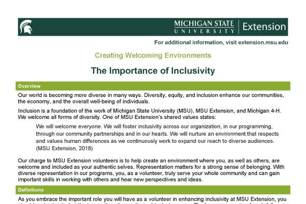 Creating Welcoming Environments: The Importance of Inclusivity - 4-H ...