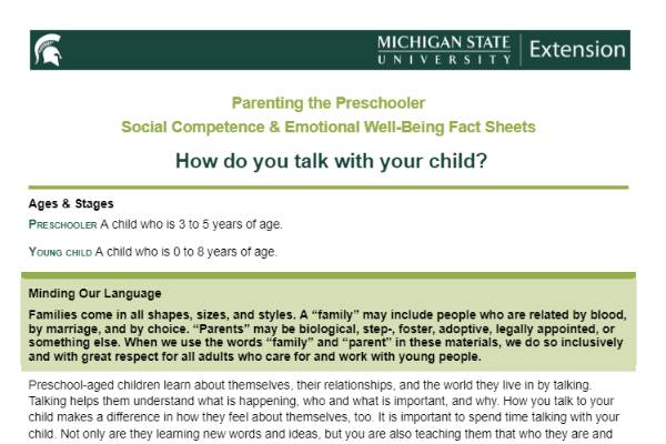 Parenting the Preschooler - How do you talk with your child? - Child ...