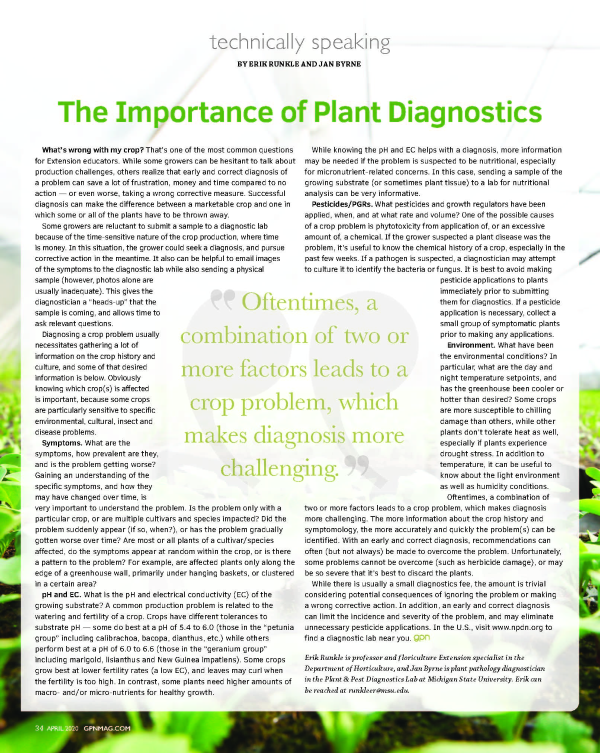 The importance of plant diagnostics - Floriculture & Greenhouse Crop ... The importance of plant diagnostics - Floriculture & Greenhouse Crop ...