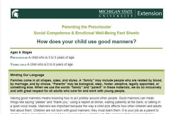 Parenting the Preschooler - How does your child use good manners ...