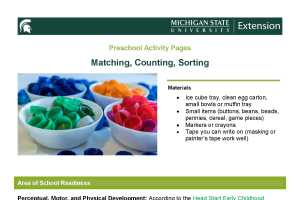 Preschool Activity Pages: Matching, Counting, Sorting - Child & Family ...