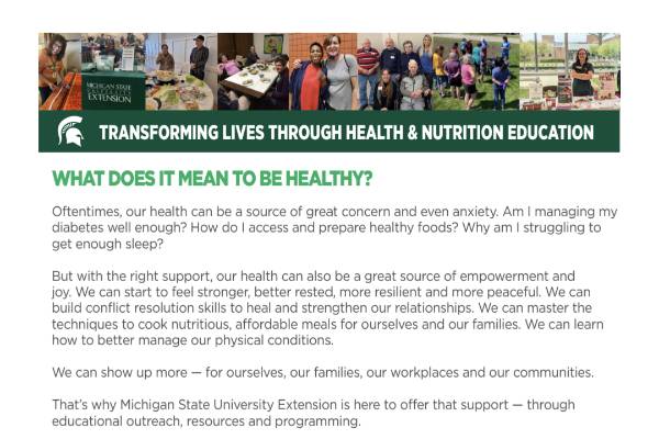 Transforming Lives Through Health & Nutrition Education - Food & Health