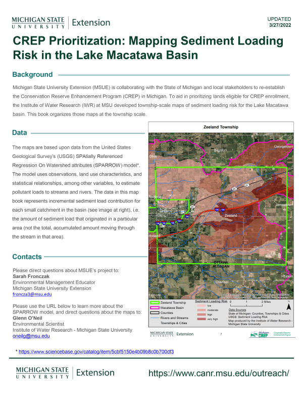CREP Prioritization: Mapping Sediment Loading Risk in the Lake Macatawa ...