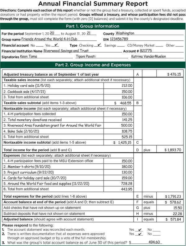 How do I complete an Annual Financial Summary Report? - MSU Extension