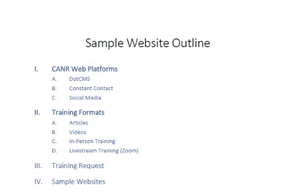 Demo - Sample Website Outline-DD - Website Demo