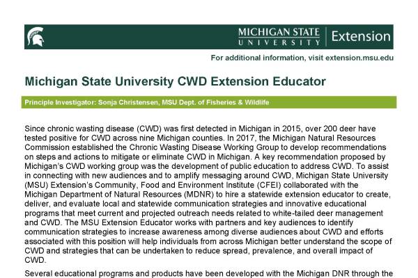MSU Extension Educator - White-Tailed Deer Management