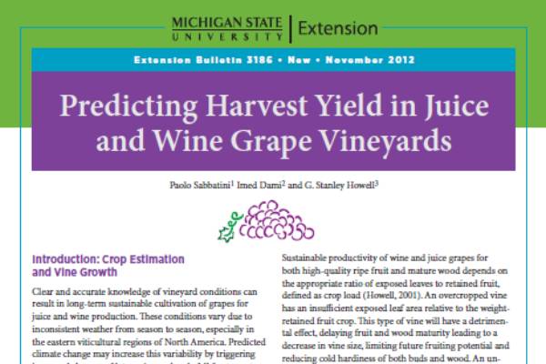 Predicting Harvest Yield in Juice and Wine Grape Vineyards - MSU Extension