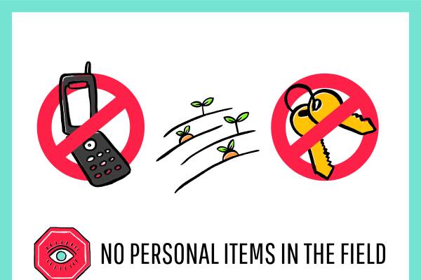 No Personal Items Sign - Agrifood Safety