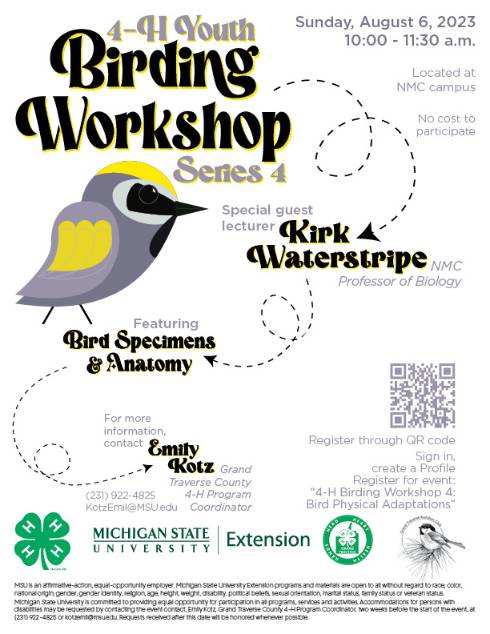 4-H Youth Birding Workshop Series: NMC Tour - Grand Traverse County