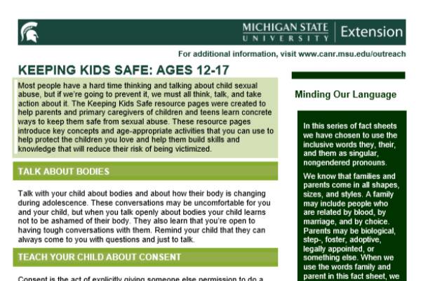 Keeping Kids Safe: Ages 12-17 - Creating Safe Environments for Youth