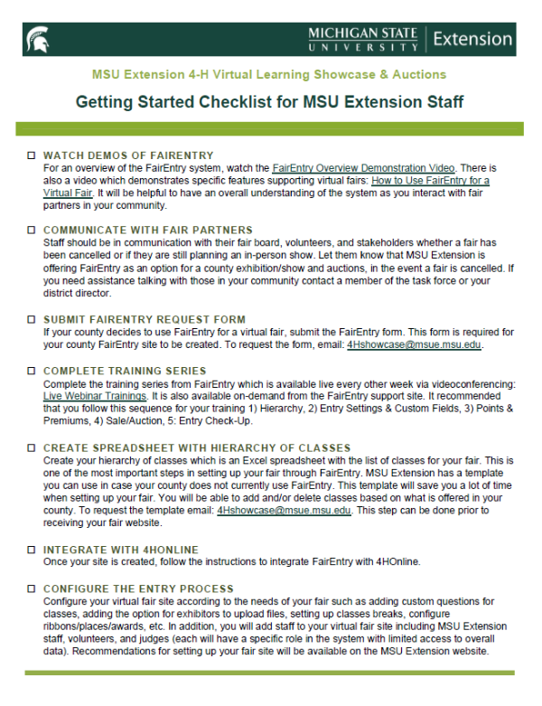 Getting Started Checklist for MSU Extension Staff - Virtual Learning ... Getting Started Checklist for MSU Extension Staff - Virtual Learning ...