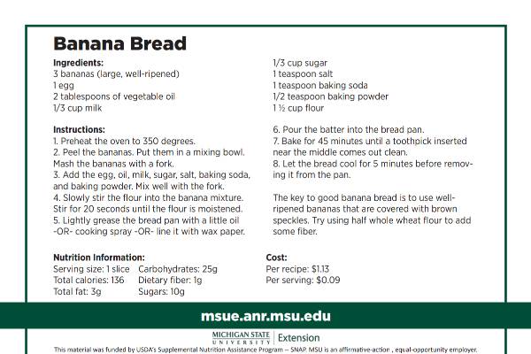 Banana Bread - Eat Healthy, Be Active