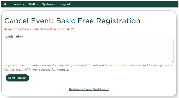 Requesting Event Cancellation - ANR Event Services