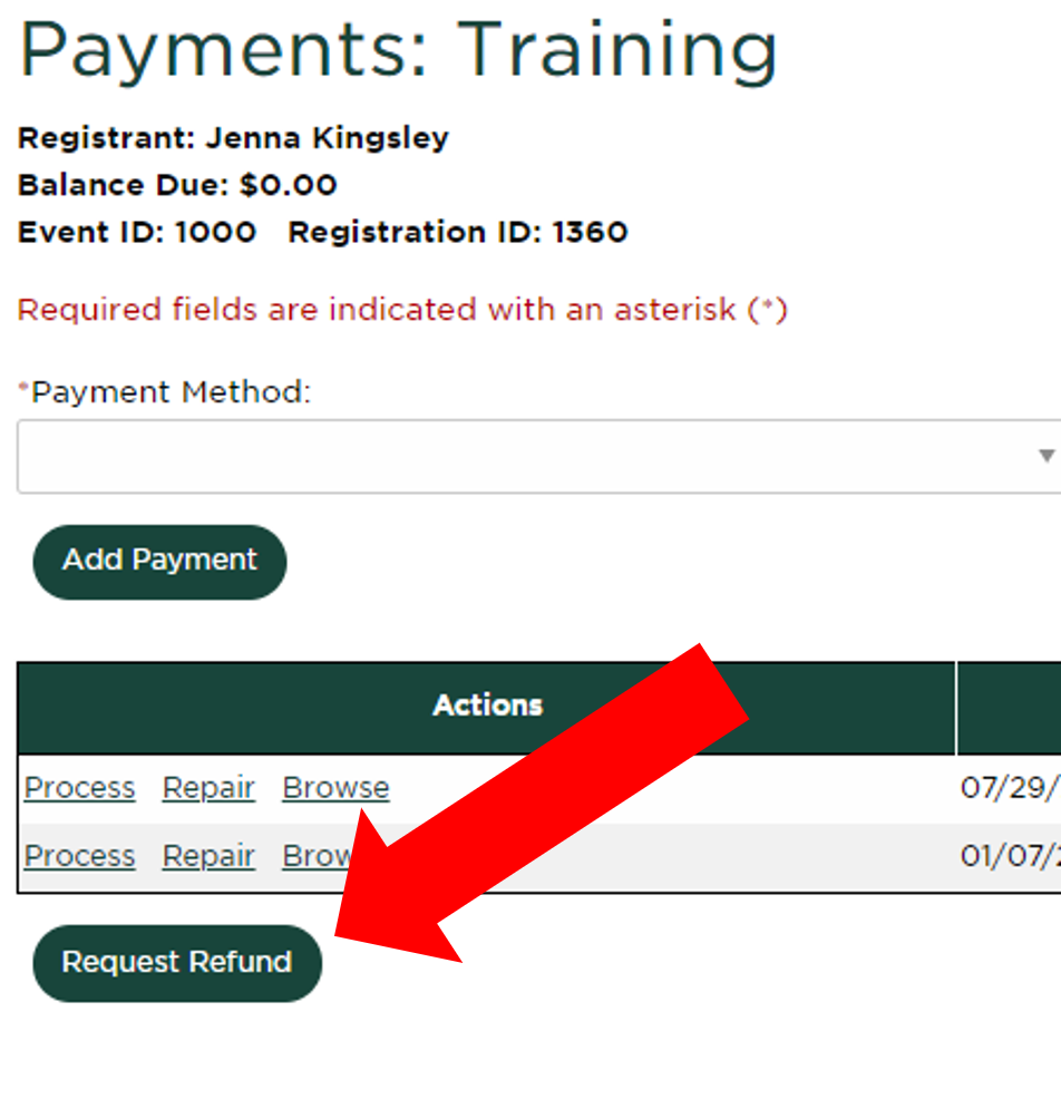 Requesting a Refund in EMS - ANR Event Services
