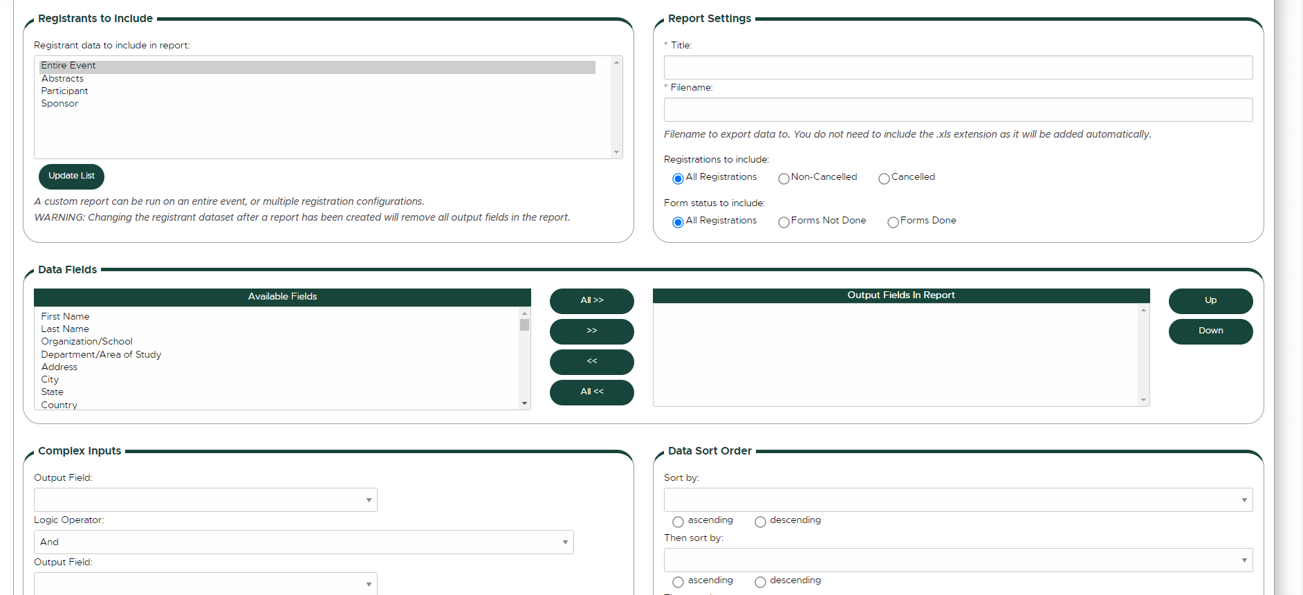 Custom Reports in Events Management System - ANR Event Services