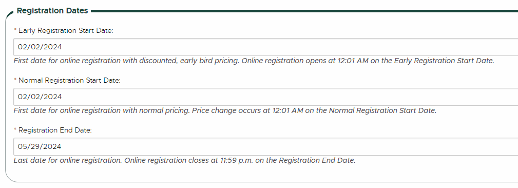 Editing Registration Dates in EMS - ANR Event Services